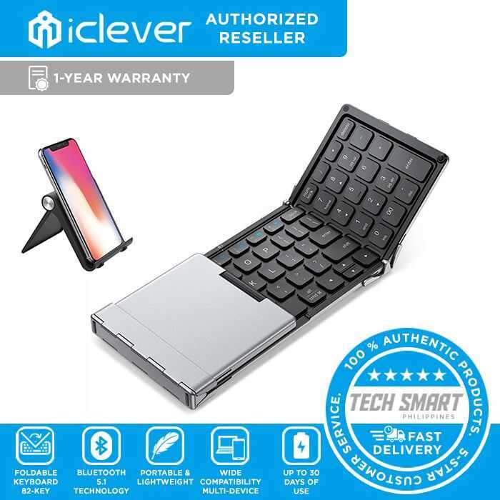 Iclever Bk09 Wireless Foldable Keyboard With Number Pad, Portable For ...