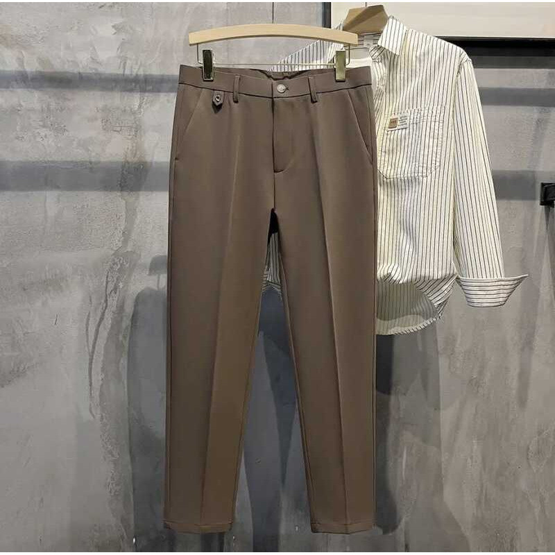 Kinwoo #X021 Men's Korean Fashion Suit Pants Casual Ankle Trousers For ...