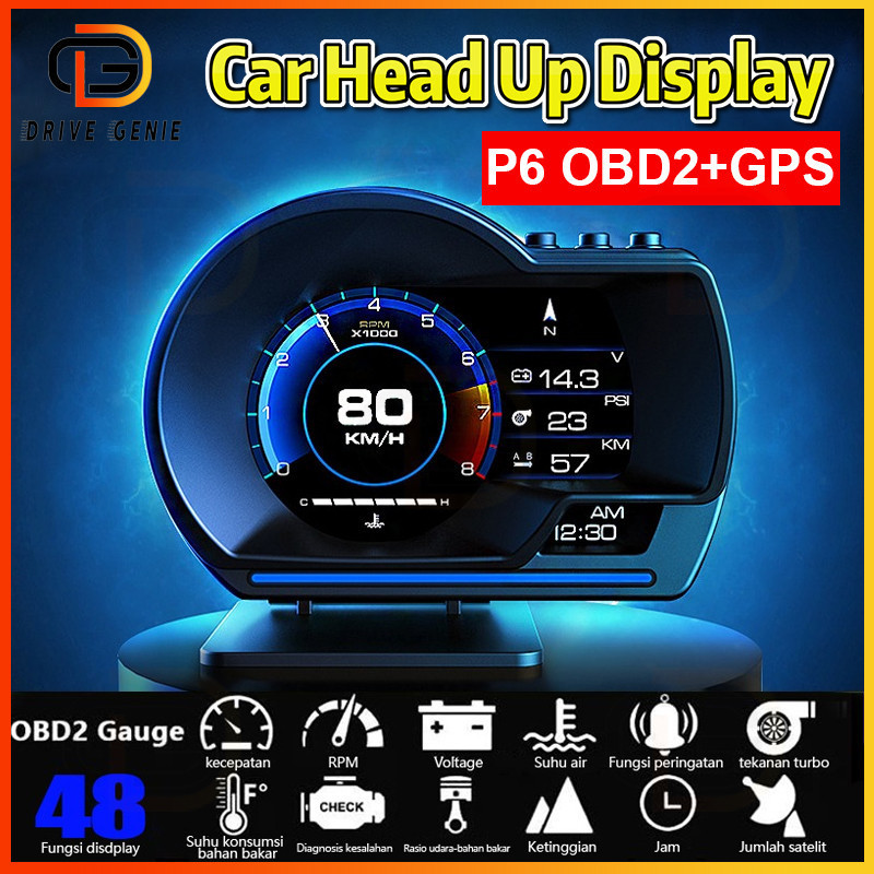 P6 OBD+GPS Dual System Head Up Display Car HUD Gauge Digital Obd2 Meter ...