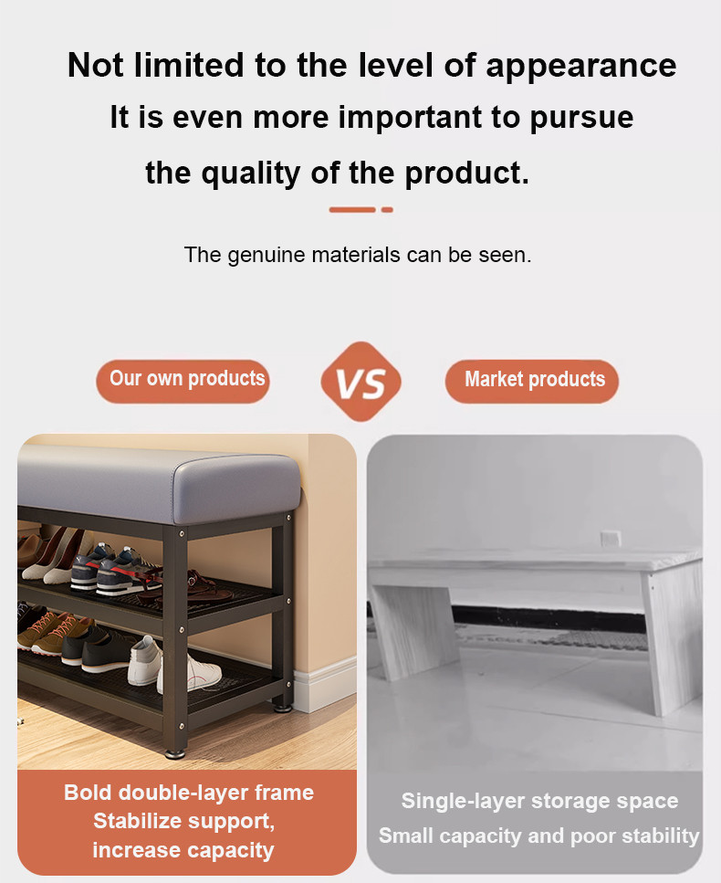 Shoe Bench 2-in-1 Metal Shoe Rack Can Sit-Type Stool Shoe Changing ...