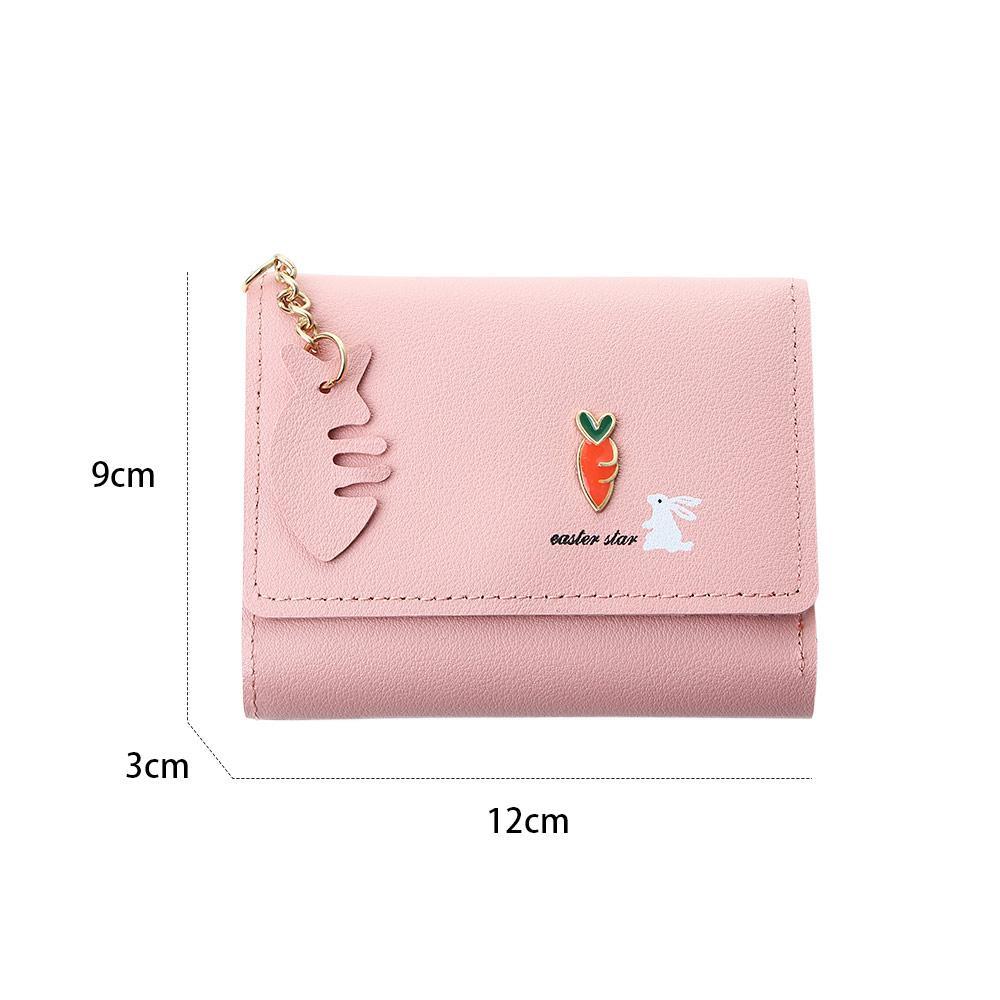 Women's Short Wallet Tri-Fold Mini Purse Korean Style Multi-Function ...