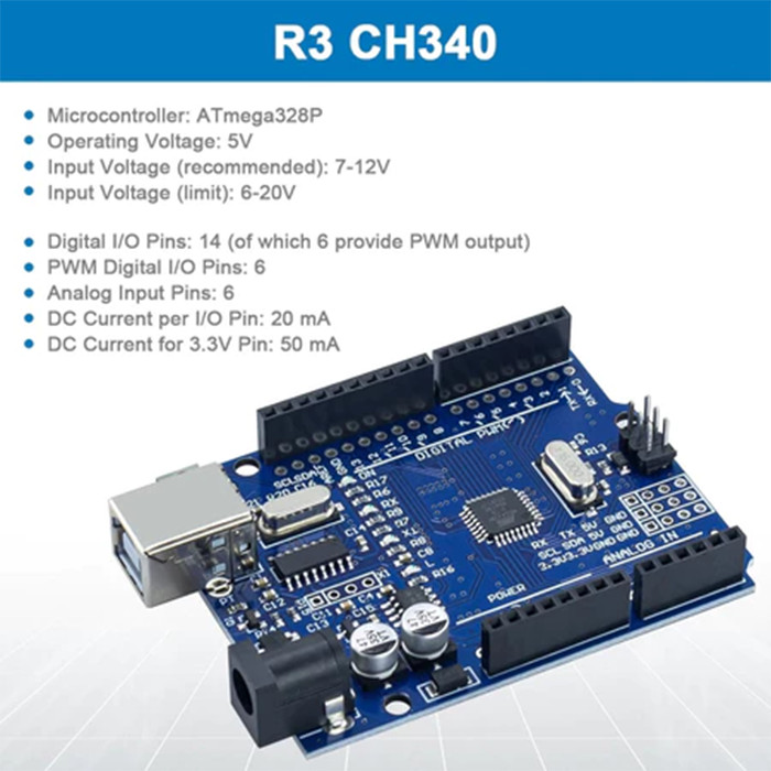 One set UNO R3 CH340G+MEGA328P Chip 16Mhz For Arduino UNO R3 ...