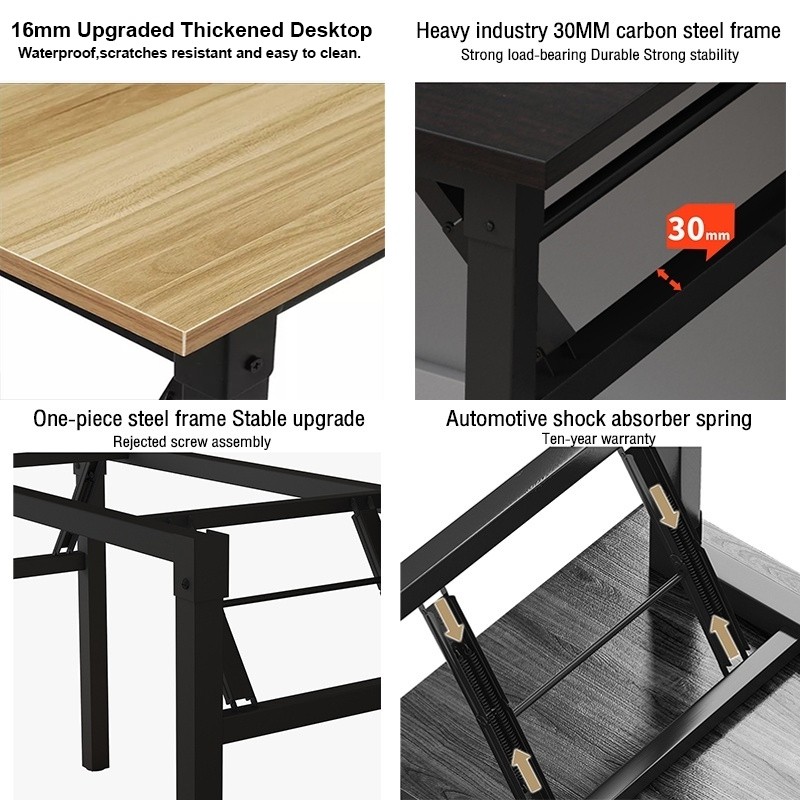 1/2 Laye Portable Foldable Table Desk For Computer Office Dining Study ...