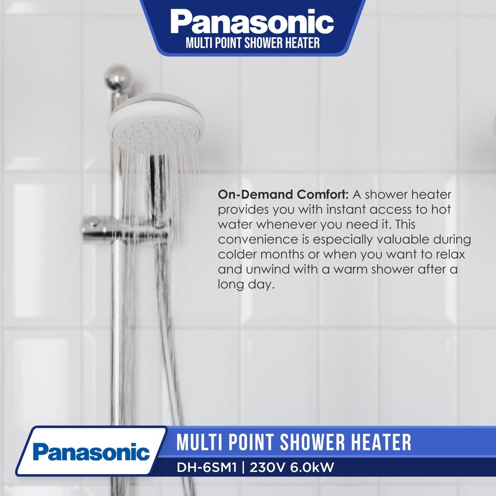 Panasonic Water Heater Multi Point Compact Shower Heater (DH-6SM1 ...