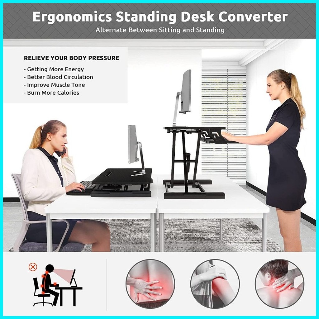 Standing Desk Height Adjustable 32 Family Desk with Keyboard Tray ...