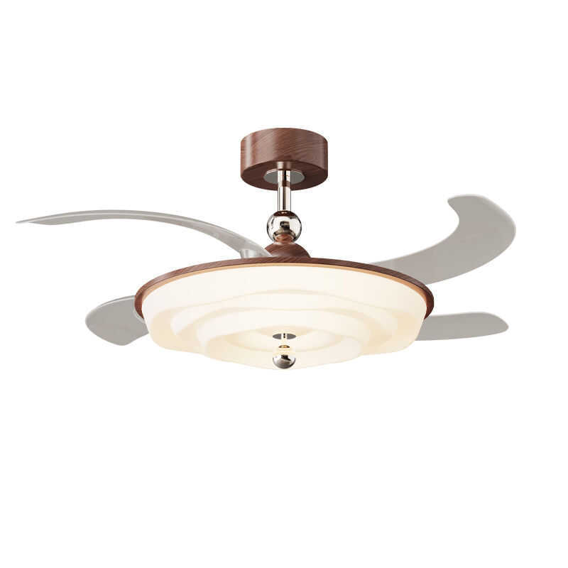 DGY | Retro Walnut Color Creamy Style Invisible Eye Protection Fan Lamp ...