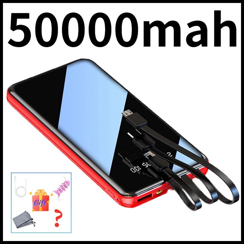 Original power bank with 50000mah built-in power cord for fast charging ...