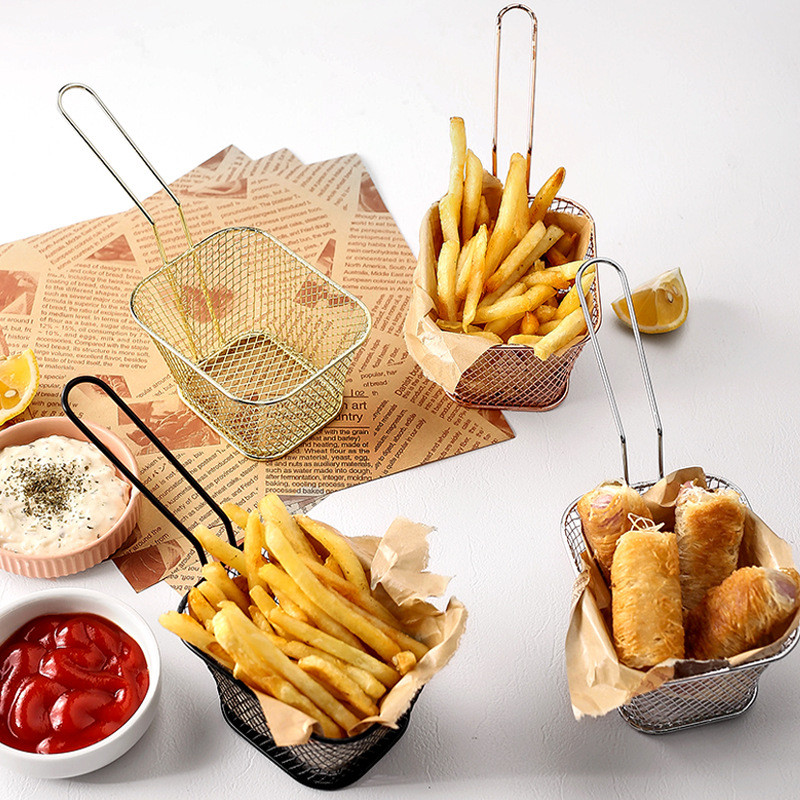 COD Spot Stainless Steel French Fries Frying Basket Snack Fried Mesh ...