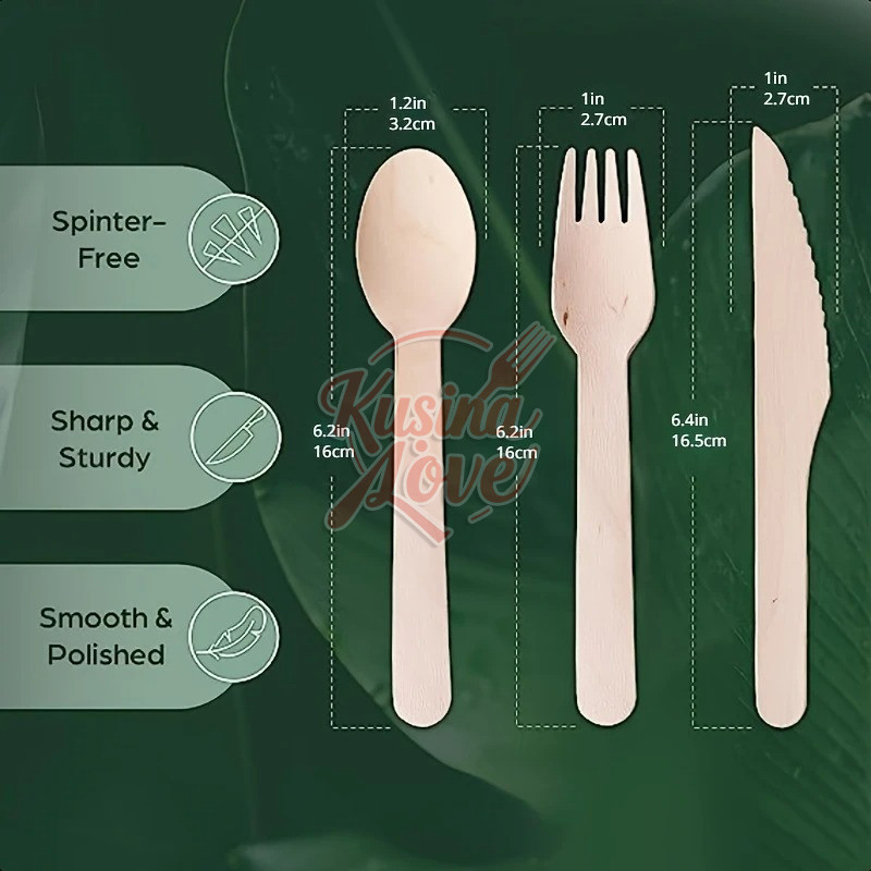 In Stock 100pcs Bamboo Wooden Spoon And Fork And Knife Eco-Friendly ...
