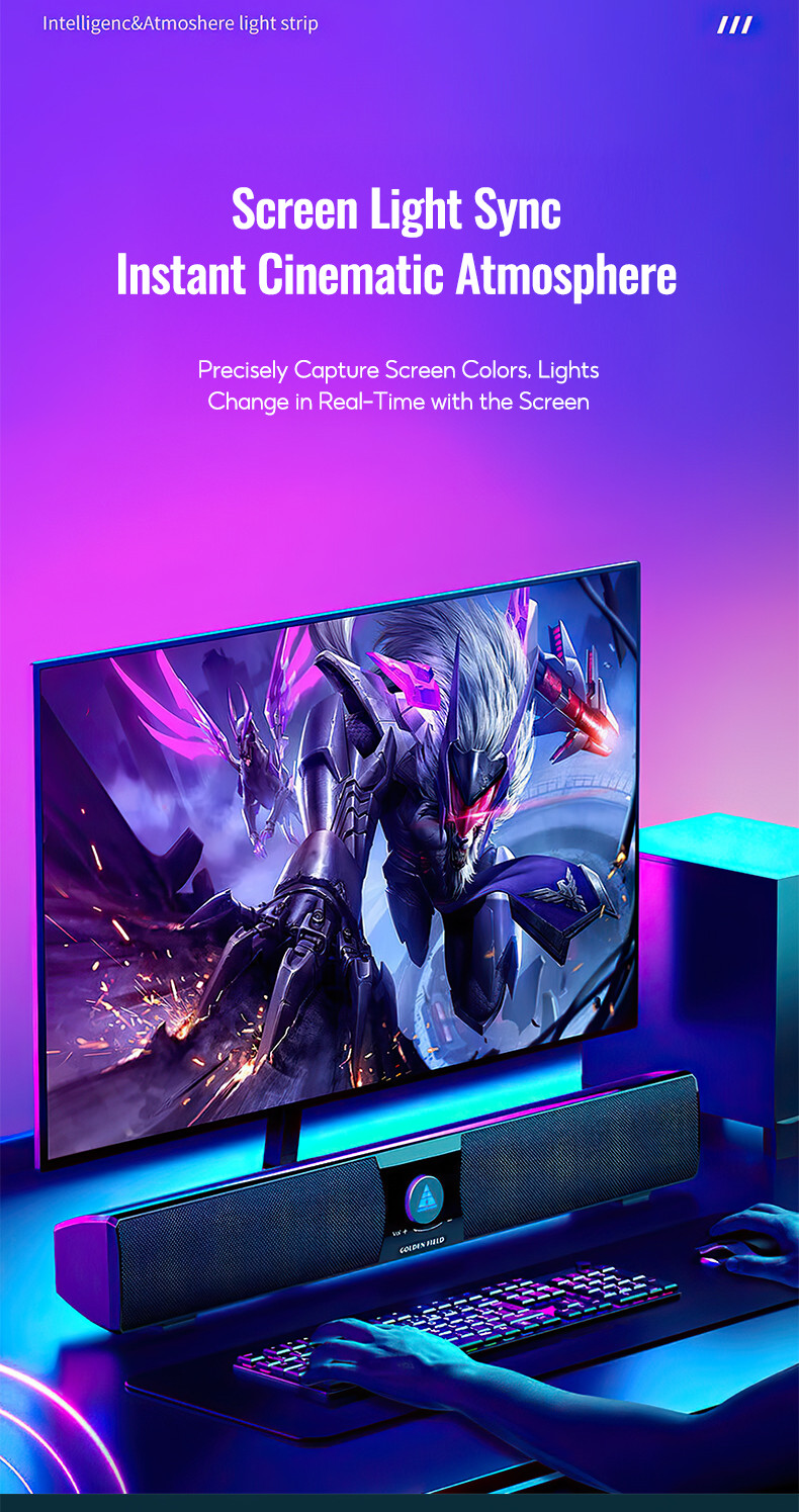 USB Computer Monitor Screen Ambient Light Backlight lamp Color Real ...