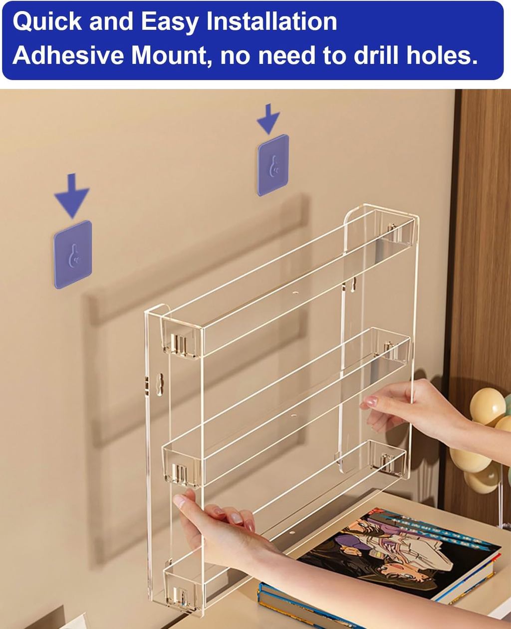 Makeup Organizer Wall Mounted Punch-free 3 Layers Acrylic Shelf ...