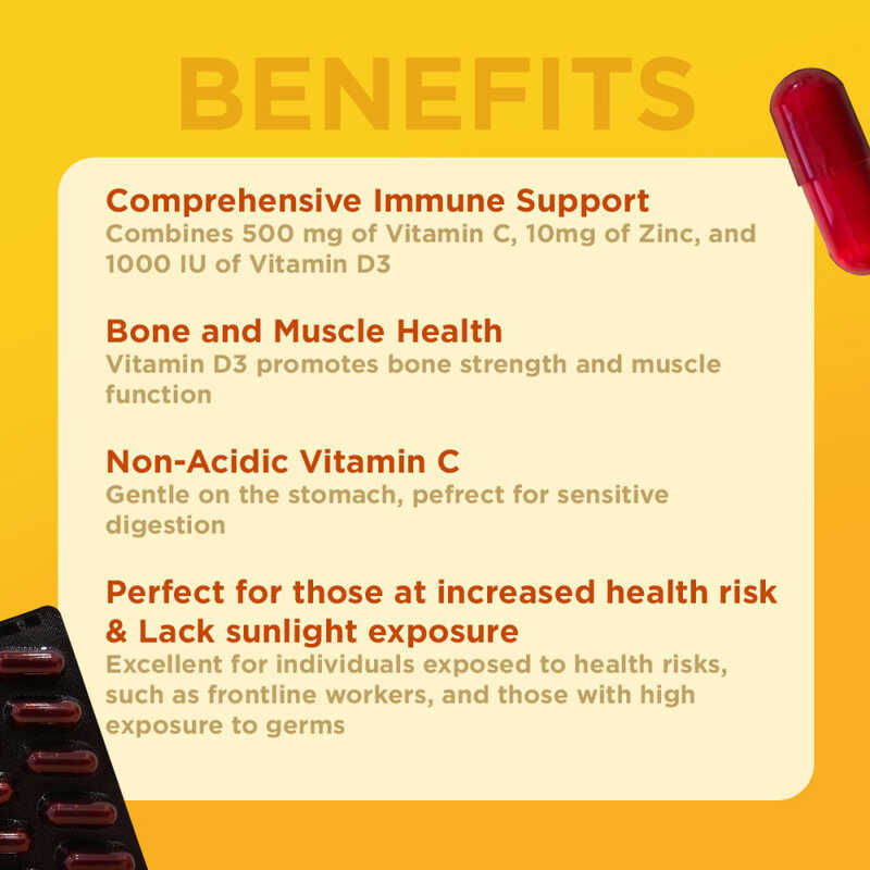 Gold Fern-C 27+3 500Mg Non-Acidic C With 10Mg Zinc And 1000 IU Vit D3 ...