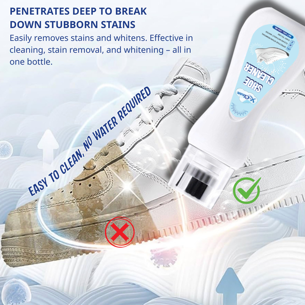X CLEAN Shoe Cleaner & Whitener with smart brush cleans crevices ...