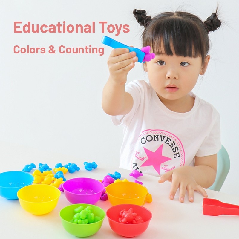 Educational Toys Sorting Colors Rainbow Counting Toys Montessori Toys ...