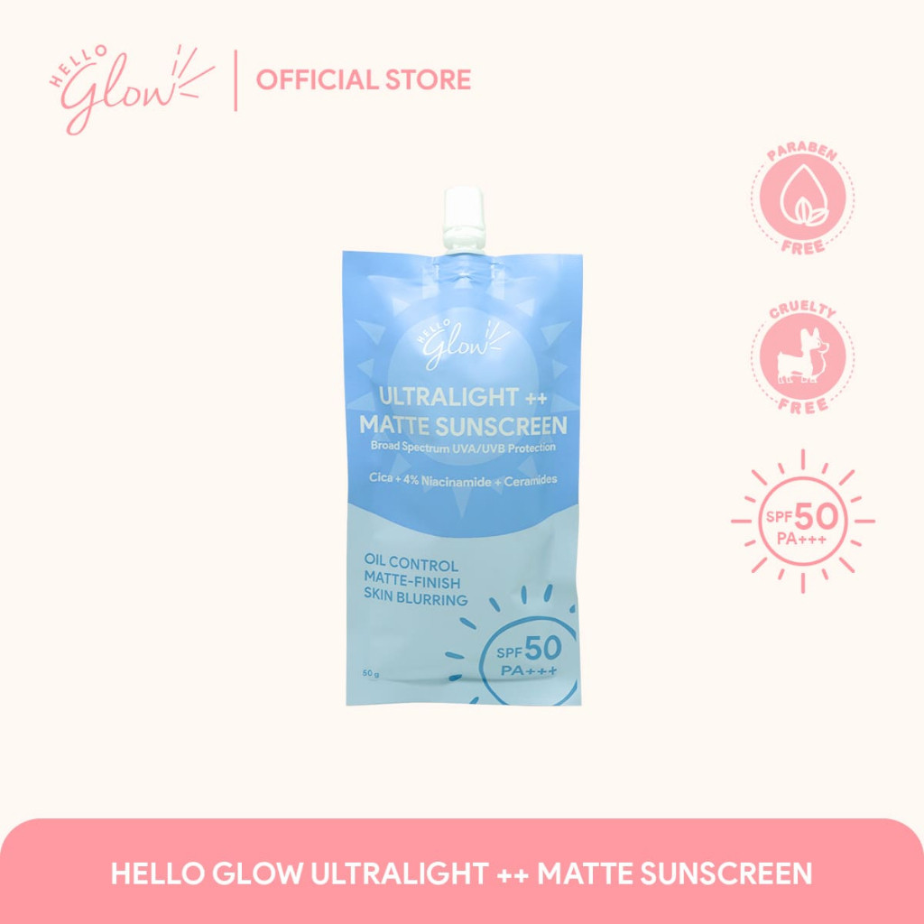 Hello Glow Ultralight ++ Matte Sunscreen SPF50 50g | Shopee Philippines