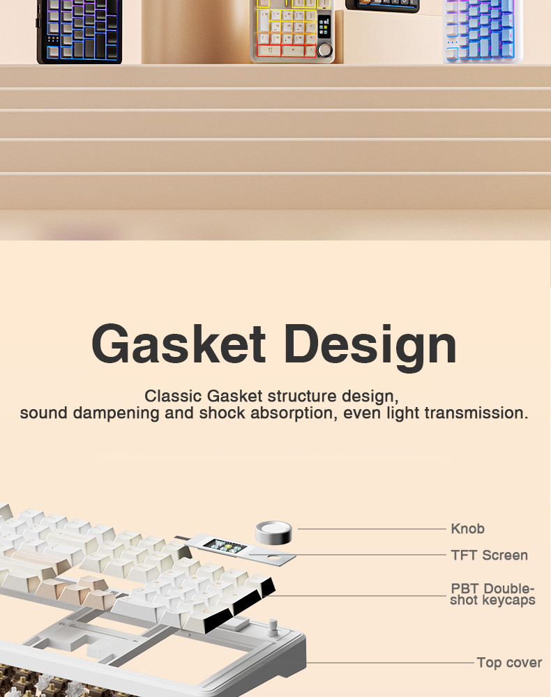 AULA F108 PRO Mechanical Keyboard 104 keys Bluetooth/2.4G/wired Hot ...