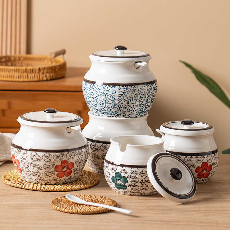 Japanese Style Ceramic Lard Jar Household High Temperature Resistant ...