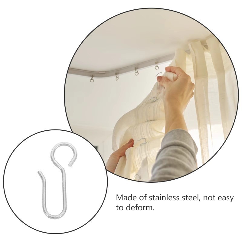 20PCS S Shape Hooks Stainless Steel for Ceiling Curtain Track Drapes ...