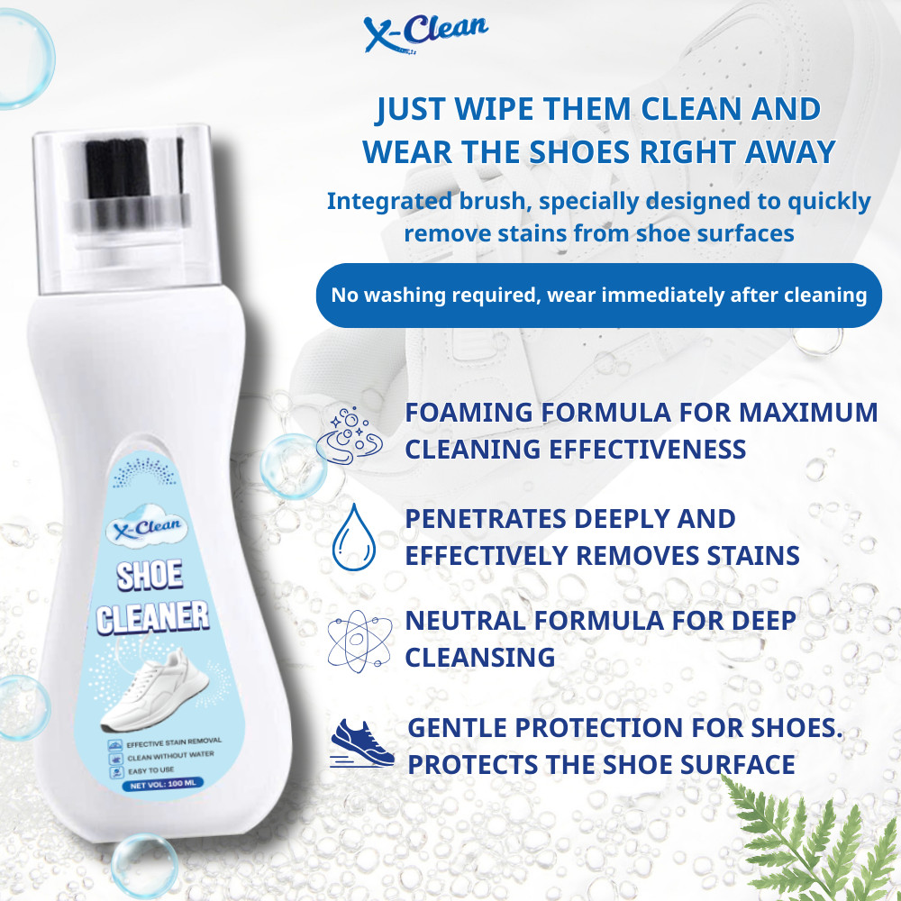 X CLEAN Shoe Cleaner & Whitener with smart brush cleans crevices ...