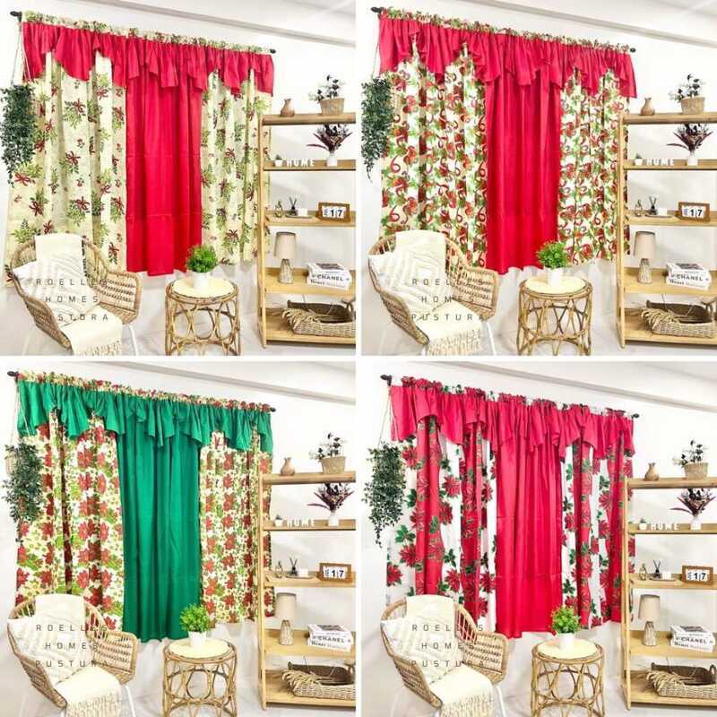 Home Decor 3In1 Set Elegant Christmas Window Curtains Non-Ring Geena ...