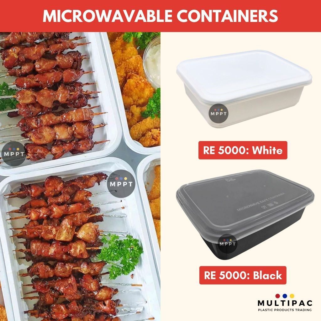[5 PCS: White, Black] - ProPack Catering Microwavable Containers ...