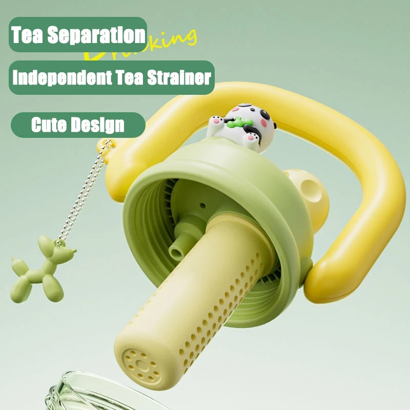 800ml Cute Panda Water Bottle With Straw Handle BPA-Free Leakproof ...