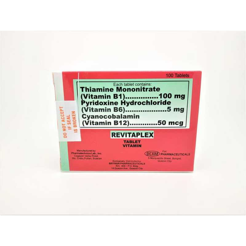 Vitamin B Complex B1+B6+B12 REVITAPLEX 100 Tablets 923 | Shopee Philippines
