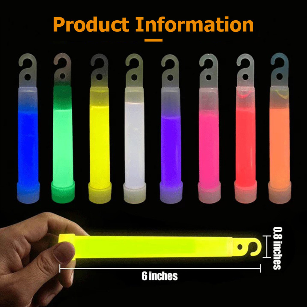 Multifunctional 6-Inch lights Glow Sticks Long-Lasting Glow for Outdoor ...
