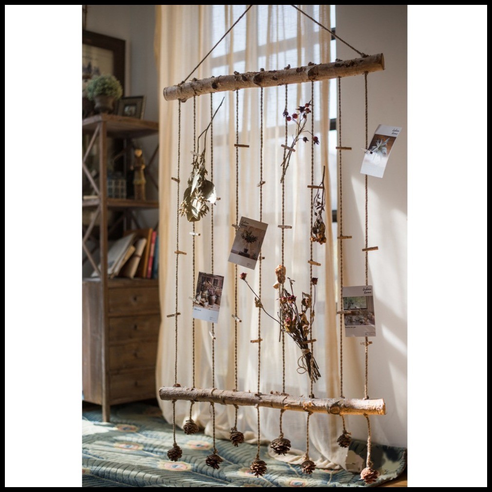 Hanging Photo Frame Wall Clip Pictures Organizer Hanging Display Wood ...