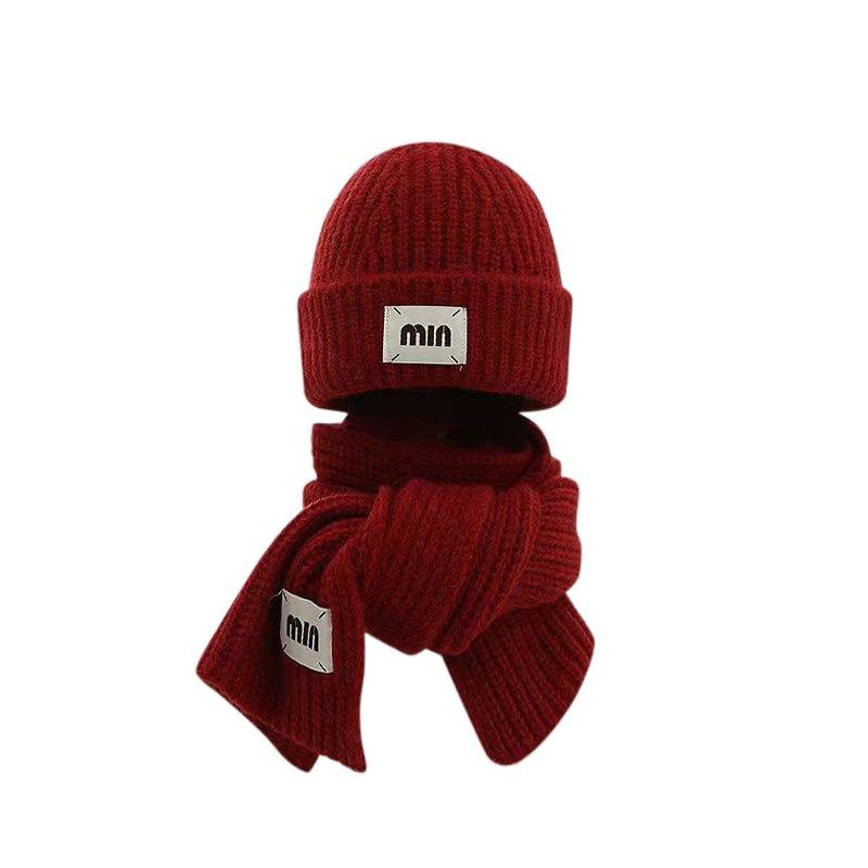Knitted Hat Modern And Scarf Bundle With Min Letter For Fall Spring And ...