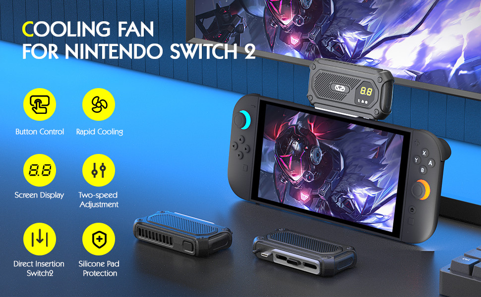 Cooling Fan for Nintendo Switch 2,Rapid Cooling,Two-Speed Adjustable ...