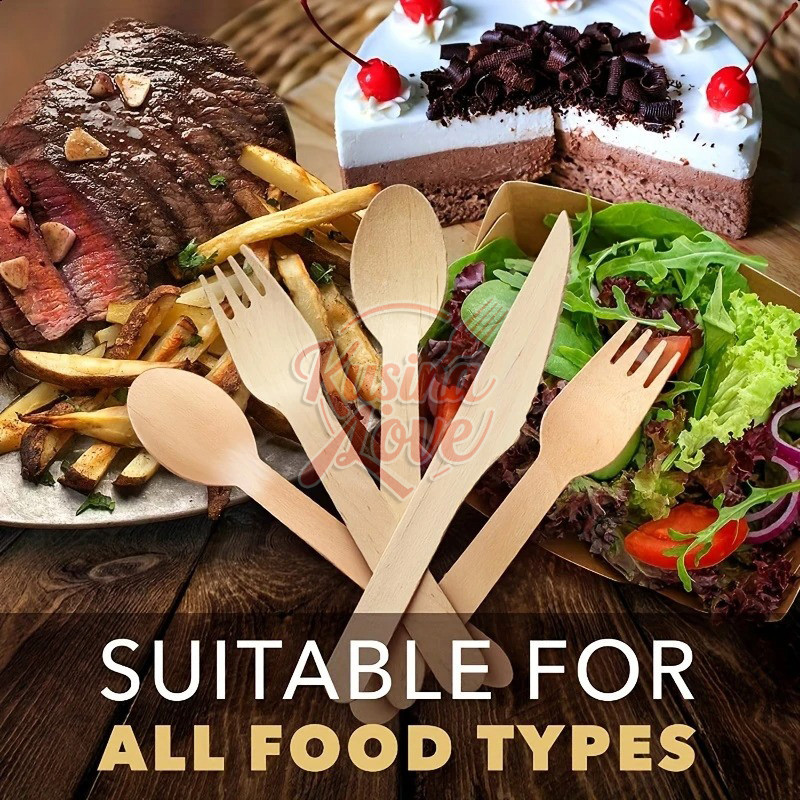 In Stock 100pcs Bamboo Wooden Spoon And Fork And Knife Eco-Friendly ...