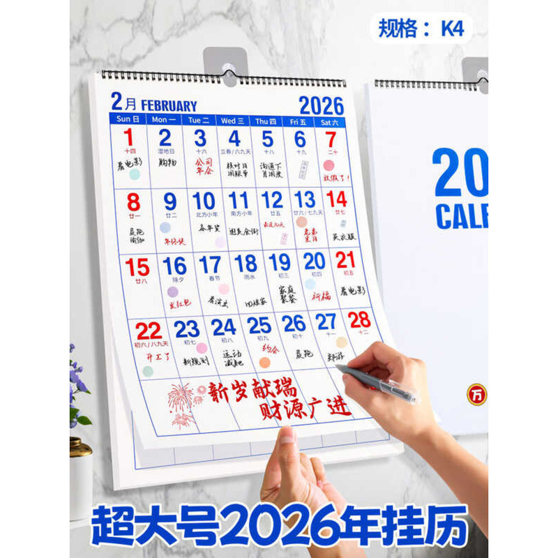 Large Print Wall Calendar 2026 Year Plan Hanging Type Daily Reminder ...
