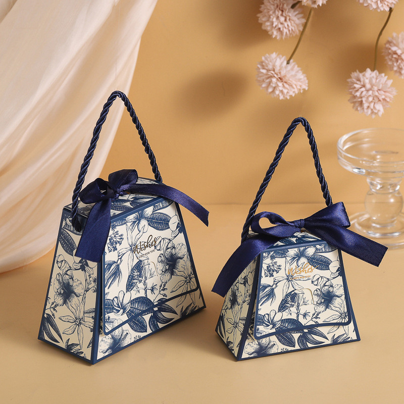 Small Floral Gift Boxes with handle & Ribbons Decorative Bakery Treat ...