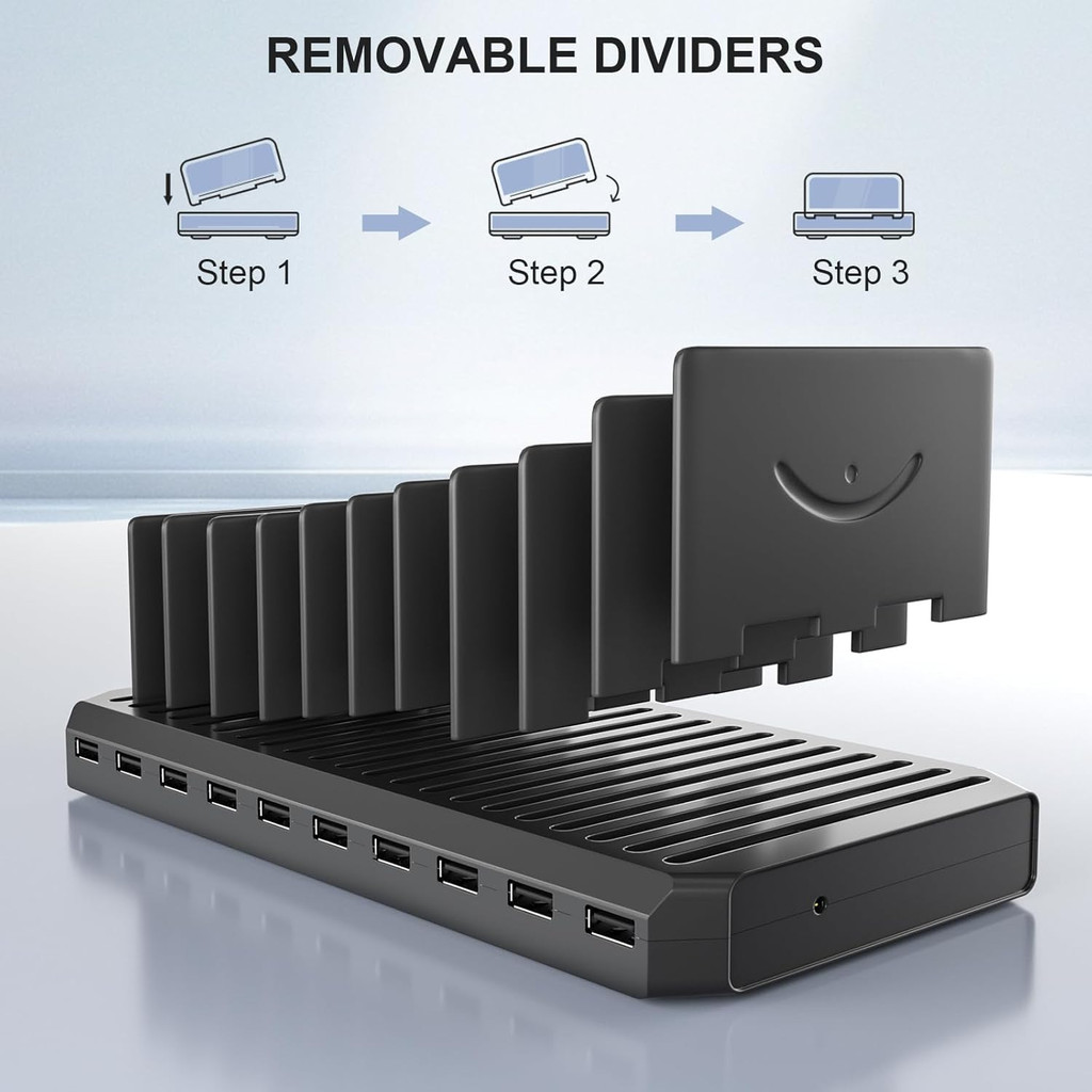 10-Bit Desktop Storage Stand USB Charger PD Tablet Phone Universal ...