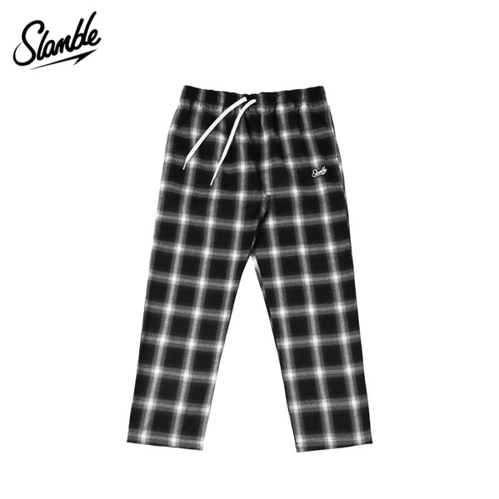 SLAMBLE Black And White Plaid Straight Pants For Men And Women, Trendy ...