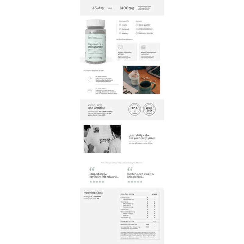 Pure Form + 1,400Mg Of Magnesium Glycinate Ashwagandha Root Extract ...