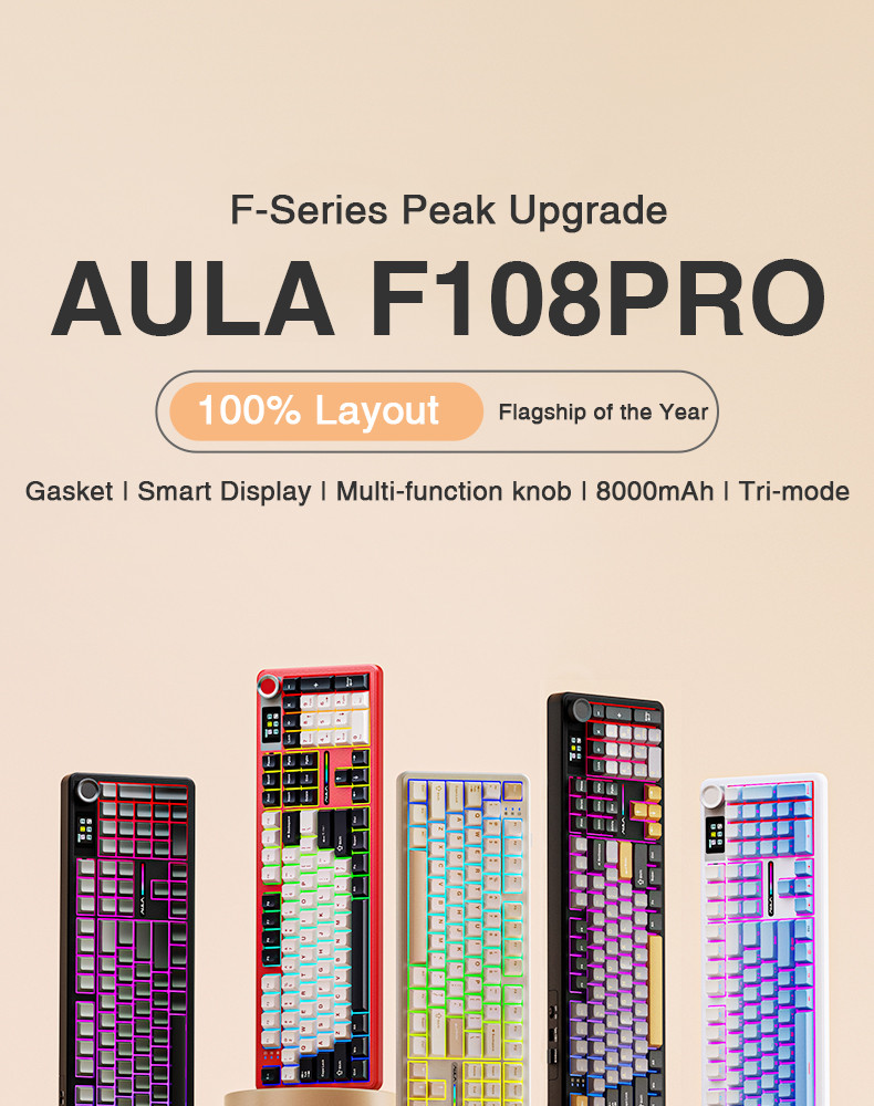 AULA F108 PRO Mechanical Keyboard 104 keys Bluetooth/2.4G/wired Hot ...