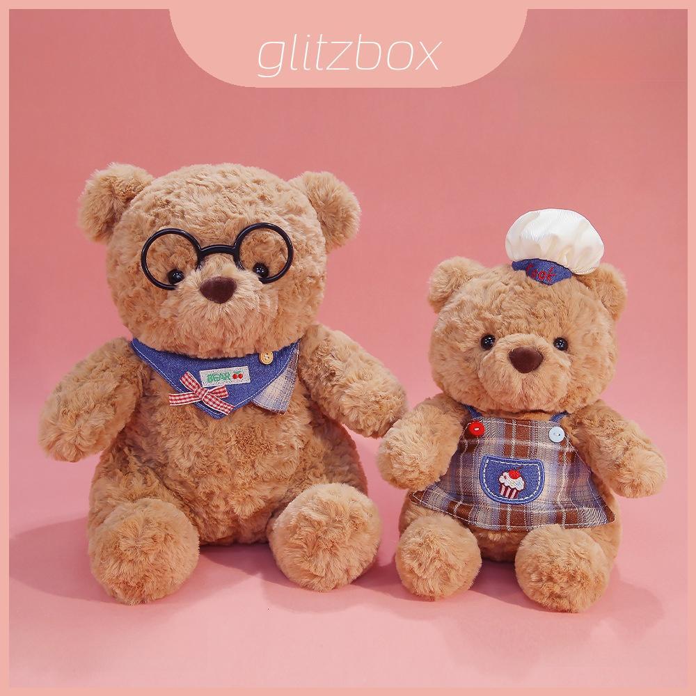 Cowboy Bear Teddy Plush Decor With Checkered Apron And Eyeglass Decor ...