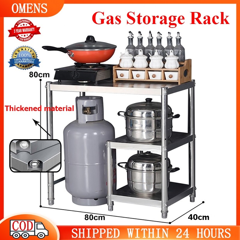 Gas Stove Stand Rack Kitchen 304 Stainless Steel Shelf Heavy Duty Gas ...