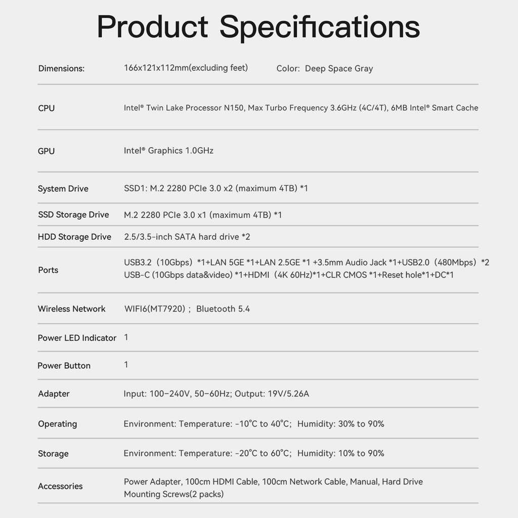 【NEW】Beelink Me Pro N150 Intel Twin Lake DDR5 M.2 2280 PCle3.0 WIFI6 ...