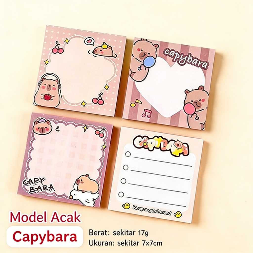 ASK High Aesthetic Cartoon Sticky Notes 50 Sheets Cute Memo Pad School ...