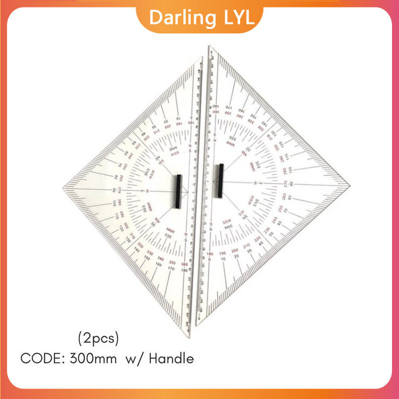 2Pcs 300mm Chart Drawing Triangle Ruler for Ship Drawing Large-Scale ...