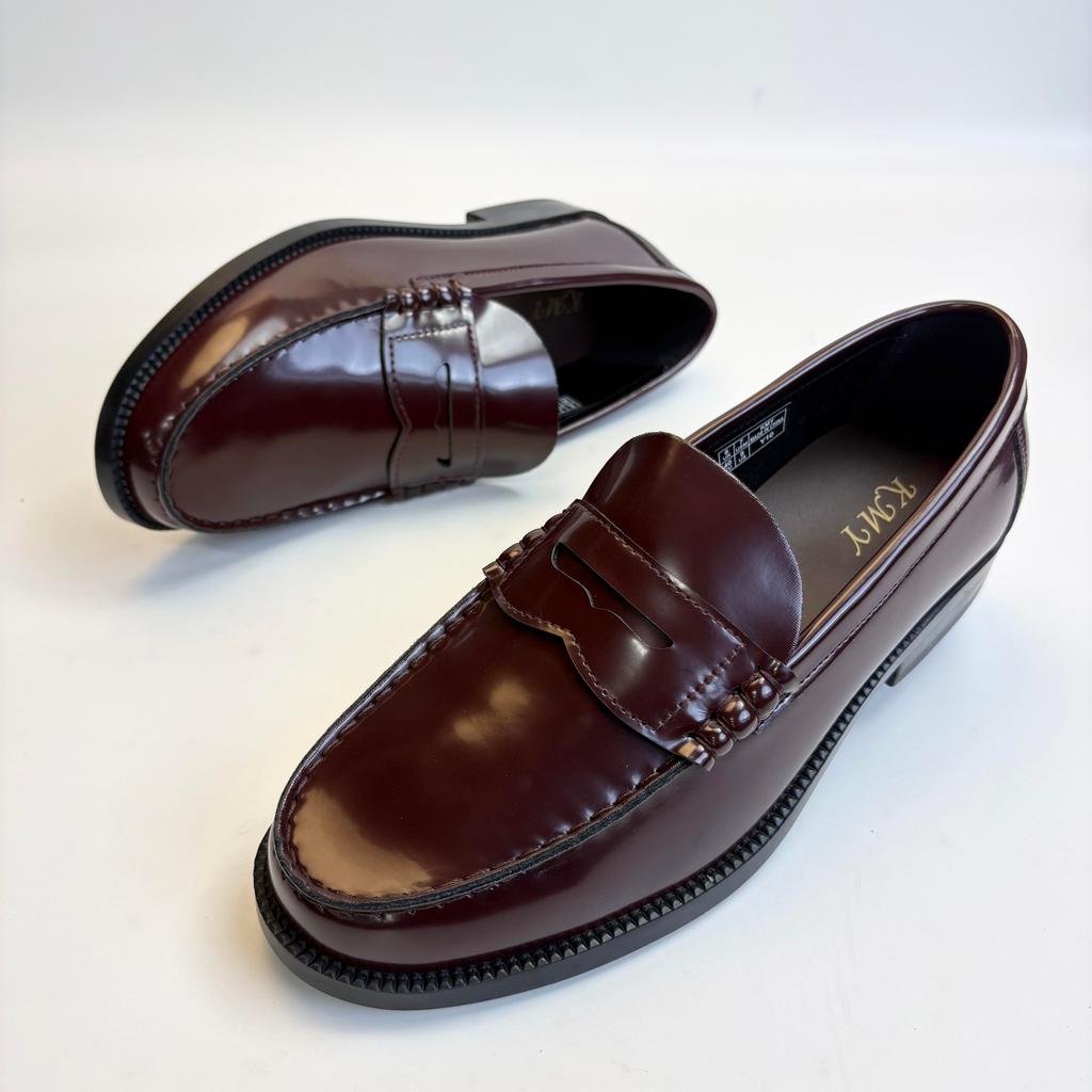 KMY CHERRY RED japanese style penny loafers students leather shoes ...