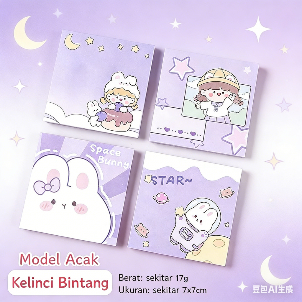 ASK High Aesthetic Cartoon Sticky Notes 50 Sheets Cute Memo Pad School ...
