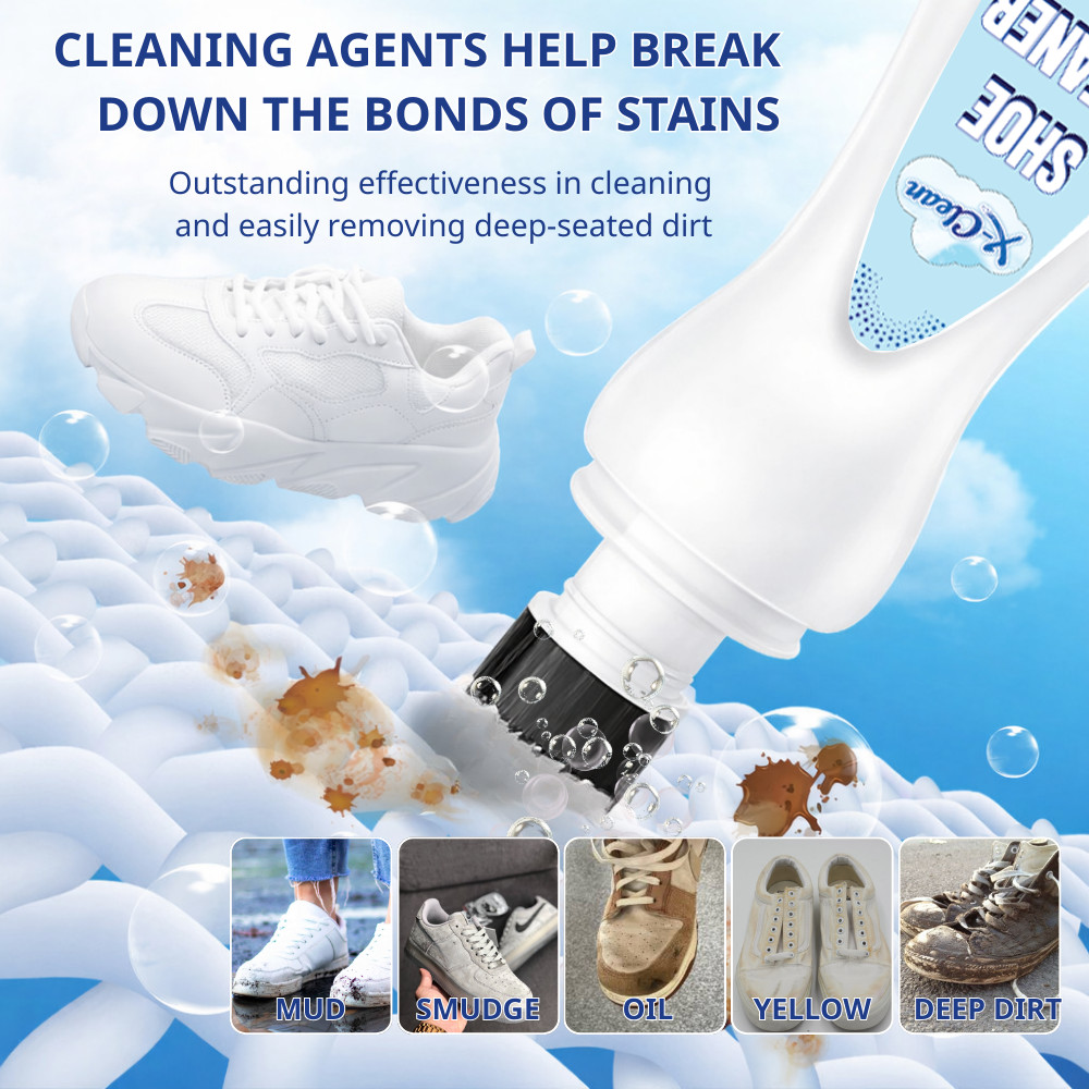 X CLEAN Shoe Cleaner & Whitener with smart brush cleans crevices ...