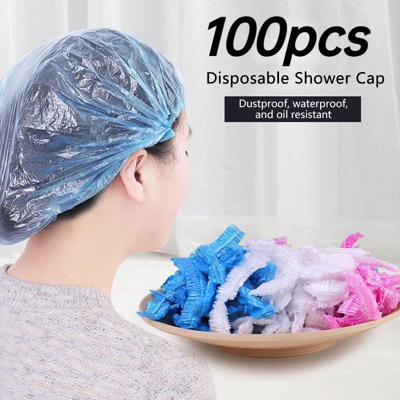 100PCS 42cm Disposable Shower Cap Waterproof Head Cover Elastic Beauty ...