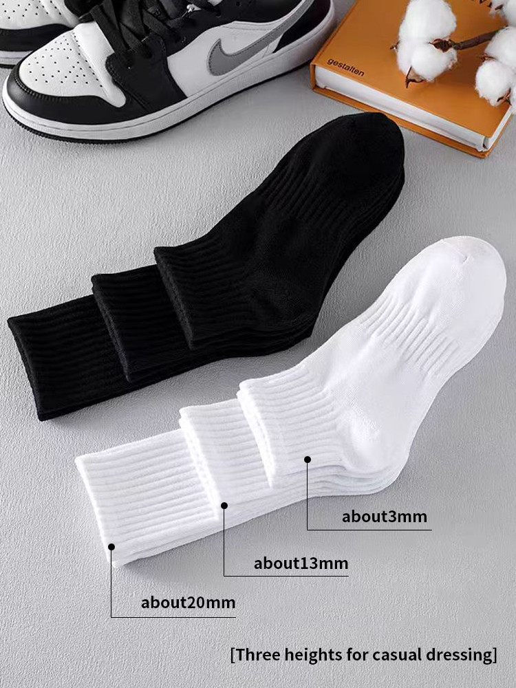 5-10 Pcs Premium black Cotton Socks Solid Color Anti-Odor Breathable ...