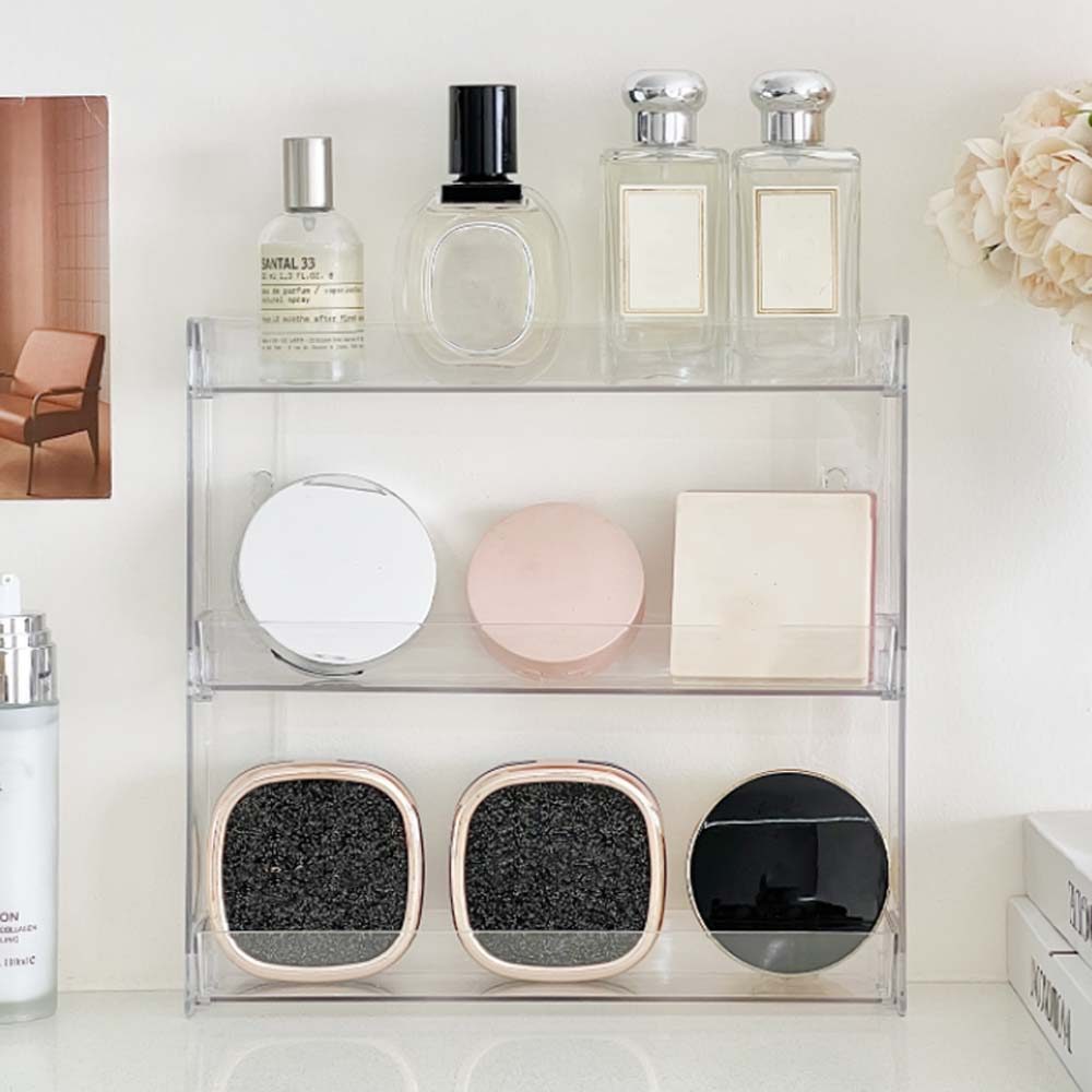Makeup Organizer Wall Mounted Punch-free 3 Layers Acrylic Shelf ...