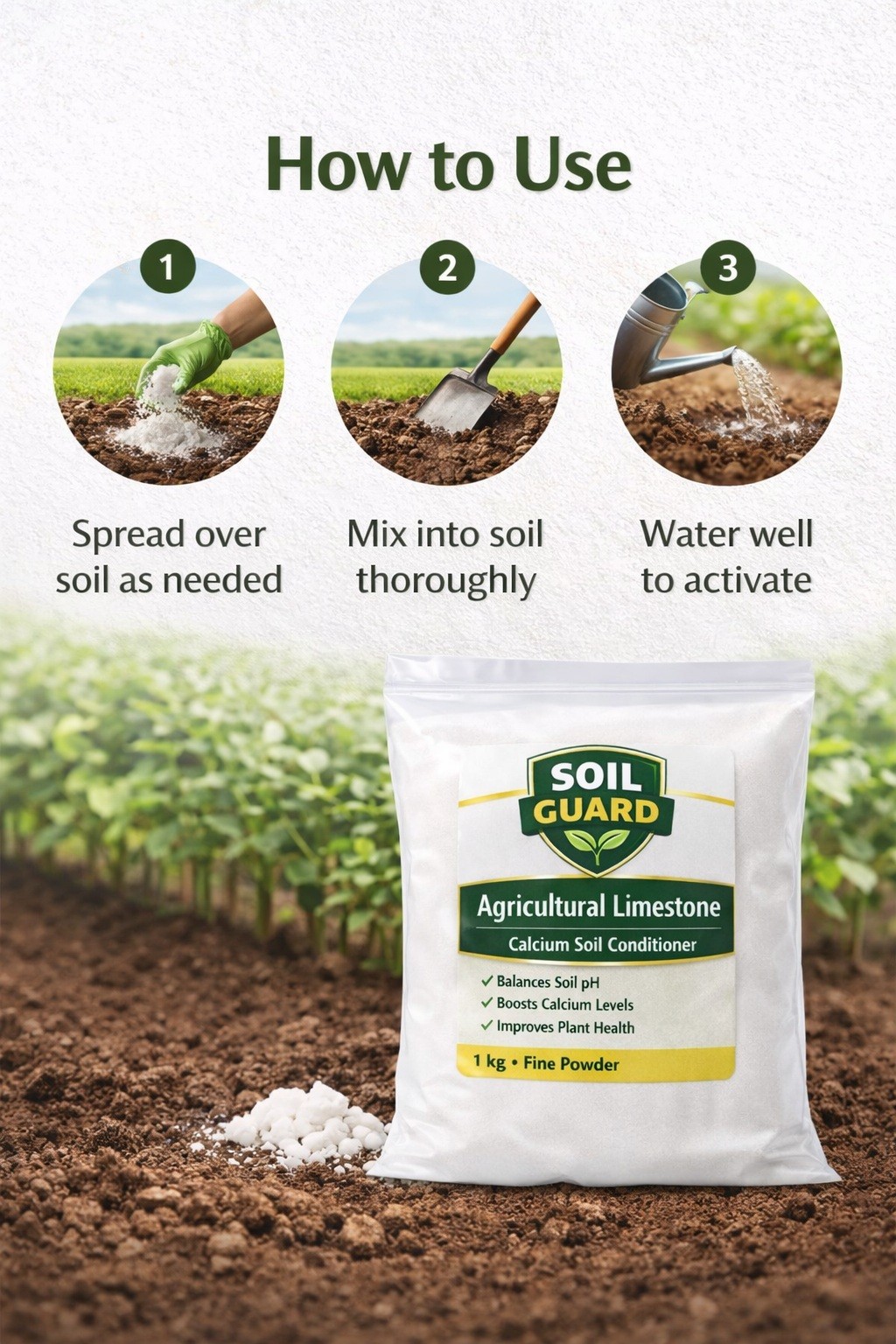 Soil Guard Calcium Apog Limestone Powder 1kg Agricultural Soil ...